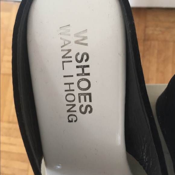 W SHOES WANL I HONG | Shoes | Black White Wedge Shoes With Rhinestone ...